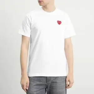 Play Comme Des Garcon Studded Heart T-shirt - White/red