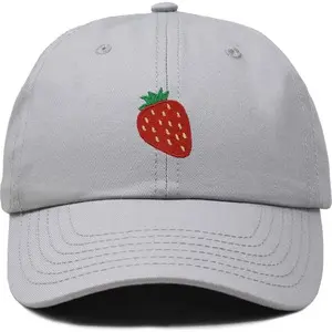 DALIX Dalix Embroidered Strawberry Baseball Cap Gray