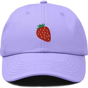 DALIX Dalix Embroidered Strawberry Baseball Cap Lavender