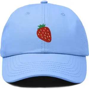 DALIX Dalix Embroidered Strawberry Baseball Cap Light Blue