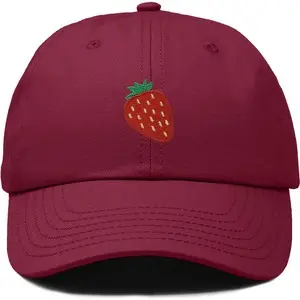 DALIX Dalix Embroidered Strawberry Baseball Cap Maroon
