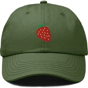 DALIX Dalix Embroidered Strawberry Baseball Cap Olive