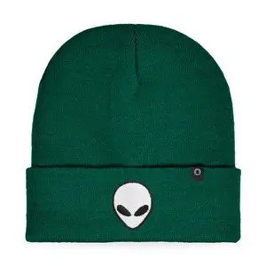 DALIX Alien Embroidered Beanie Hat - Green
