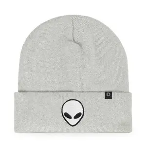 DALIX Alien Embroidered Beanie Hat - Light Gray