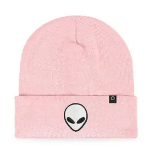 DALIX Alien Embroidered Beanie Hat - Pink