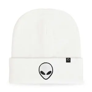 DALIX Alien Embroidered Beanie Hat - White