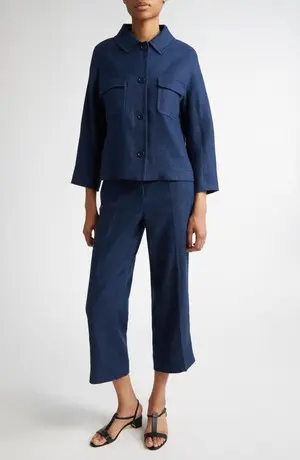 Max Mara Marco Stretch Linen & Cotton Crop Pants