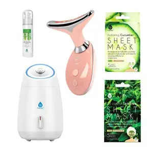 PURSONIC Ultimate Glow & Rejuvenation Bundle 7-in-1 Led Therapy, Facial Steamer, Anti-aging Eye Gel - Multicolor