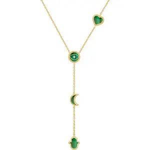 KARMA AND LUCK Malachite Multi-symbol Necklace - Gold/green