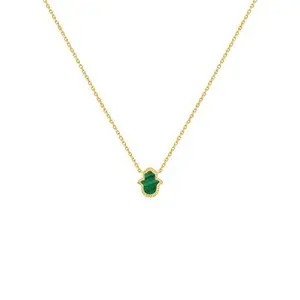 KARMA AND LUCK Malachite Hamsa Gold Necklace - Gold/green