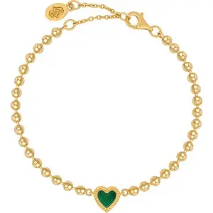 KARMA AND LUCK Malachite Heart Charm Bracelet - Gold/green