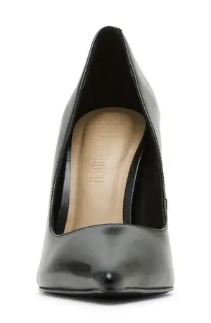 Steve Madden Leather Pointed Toe Pumps - Black Leather