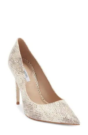 Steve Madden Leather Pointed Toe Pumps - Natural Snake