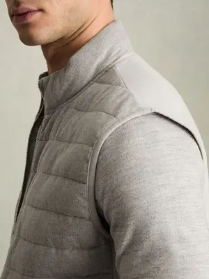 REISS Field Brushed Jersey Quilted Gilet
