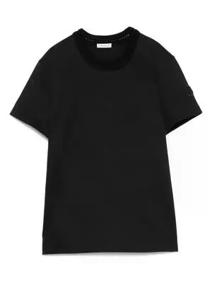 Moncler Crochet-accent Cotton T-shirt - Black