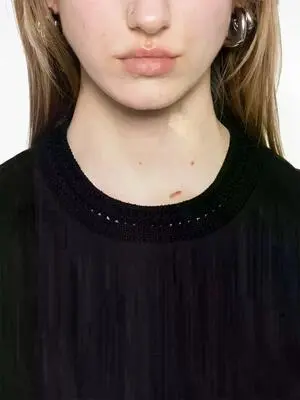 Moncler Crochet-accent Cotton T-shirt - Black