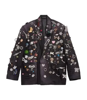 Balenciaga Wool Tailored Brooches Jacket
