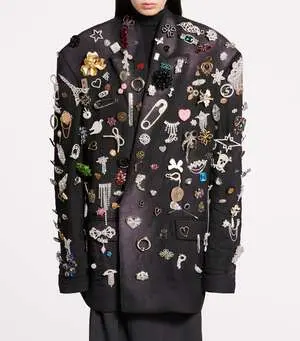 Balenciaga Wool Tailored Brooches Jacket