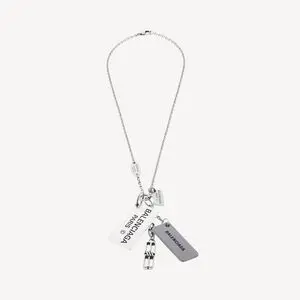 Balenciaga Brass And Calfskin All Access Necklace With Charms - Silver
