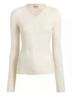 Khaite V-neck Long Sleeve Top