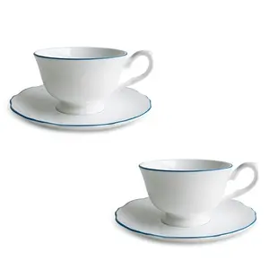 TWIG NEW YORK Amelie Espresso Cup & Saucer, Set Of 2 - Blue/white
