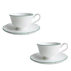 TWIG NEW YORK Amelie Espresso Cup & Saucer, Set Of 2 - Green/white