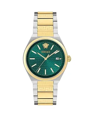 Versace V-auria Watch, 39mm - Green/two Tone