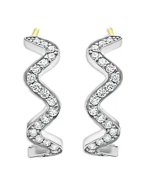 Lagos Sterling Caviar Spark Diamond Wavy Huggie Earrings