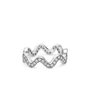 Lagos Sterling Caviar Spark Diamond Wavy Eternity Band