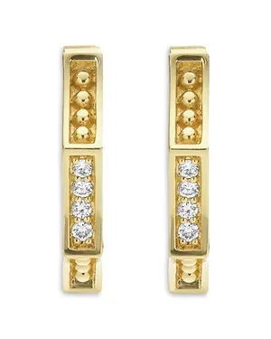 Lagos 18k Yellow Diamond Hexagon Huggie Hoop Earrings