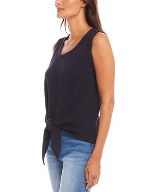 Karen Kane Tie Front Tank Top - Navy