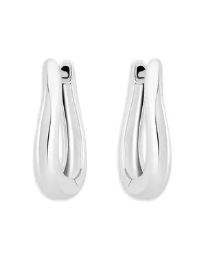 Aqua Curvy Huggie Hoop Earrings - Silver