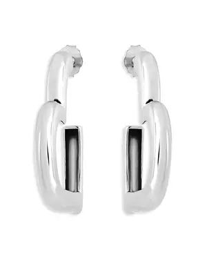 Aqua Open Heart Half Hoop Earrings - Silver