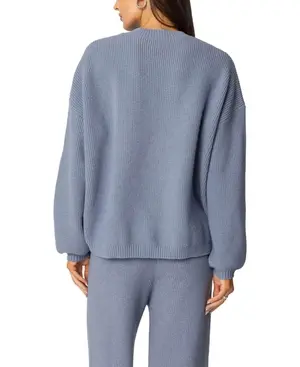 EDIKTED Kris Ribbed Knit Zip-up Sweater