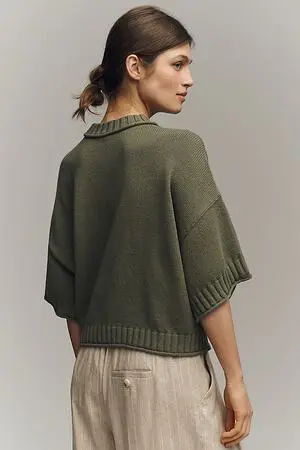Anthropologie Goldie 100% Cotton Sweater - Olive