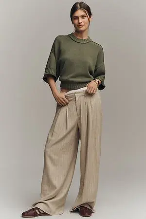 Anthropologie Goldie 100% Cotton Sweater - Olive