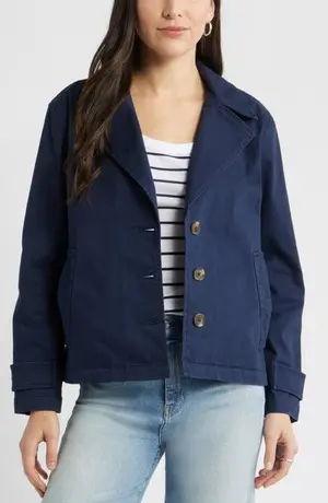 Caslon Swing Trench Coat - Navy Still