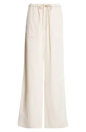 TOTEME Woven Stripe Drawstring Trousers - Ecru