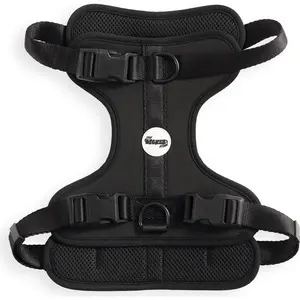 THE LICKER STORE Arlo Adjustable Soft Padded No Pull Pet Harness With 3 Buckles And 3 Leash Clips - Black
