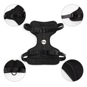 THE LICKER STORE Arlo Adjustable Soft Padded No Pull Pet Harness With 3 Buckles And 3 Leash Clips - Black