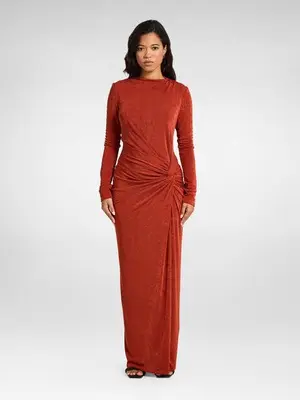 DASKA Athena Twist Maxi Dress - Rust