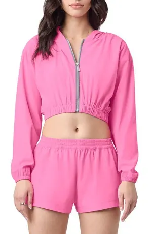 FLORENCE BY MILLS Florence By Mills Front Zip Hooded Crop Track Jacket Azalea Pink