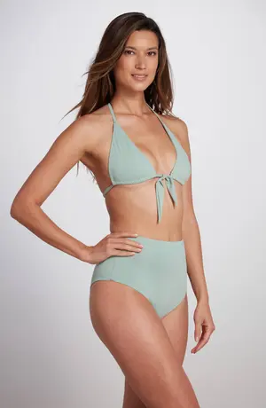 SAUIPE Maya High Waisted Bikini Bottom - Sage Green