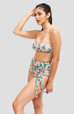 SAUIPE Giovanna High Waisted Bikini Bottom - Cactus Print
