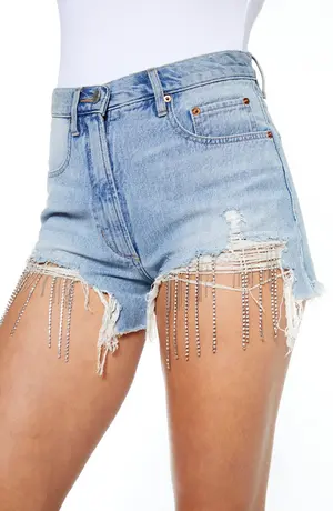 BLUE REVIVAL Embellished Denim Shorts - Angel Falls