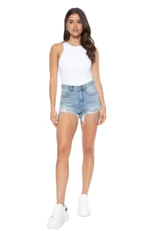 BLUE REVIVAL Embellished Denim Shorts - Angel Falls