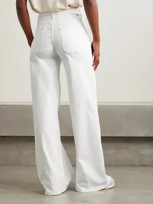 MOTHER The Patch Pocket Undercover Sneak High-rise Wide-leg Jeans - White