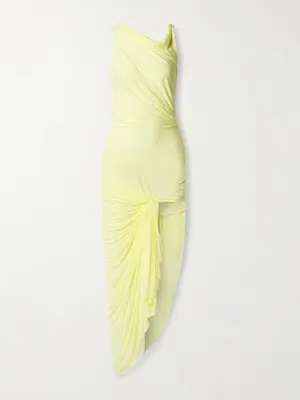 Christopher Esber Galathea Lace-trimmed Draped Mesh Gown