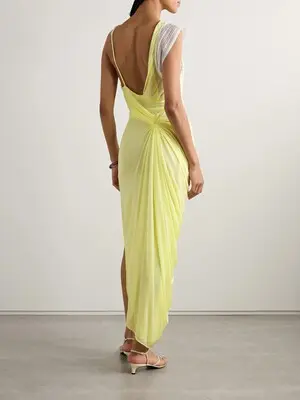 Christopher Esber Galathea Lace-trimmed Draped Mesh Gown