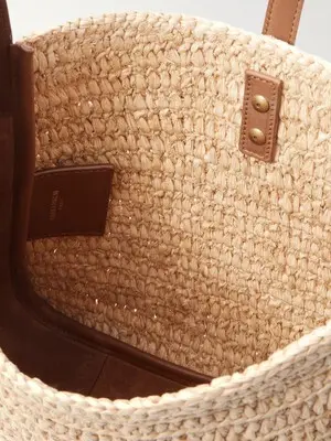 Saint Laurent Le 5 À 7 Bea Small Raffia Shoulder Bag - Neutrals